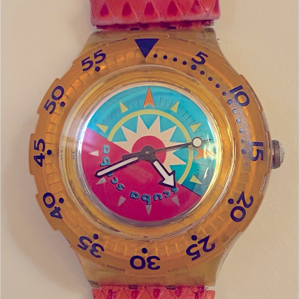 Swatch Scuba 200 Tropical Dial Red Band Watch 1993 - Gem